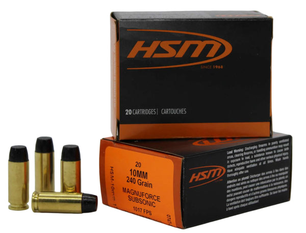 HSM Subsonic 10mm 240gr Hard Cast Lead FN Ammo - 20 RD - American ...